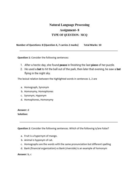 nlp assignment 8 solution pdf grammar lexical semantics