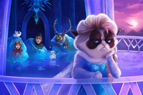 Grumpy Cat Stars In A Re Imagined Frozen Theme Song Let It NO Of Course Grumpy Cat Disney
