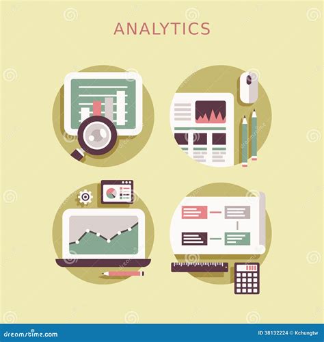 flat design icon set of analytics elements stock vector illustration