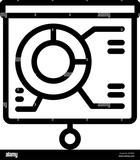 Simple Line Icon Of A Presentation Screen Showing A Pie Chart With Data Analysis And Statistics