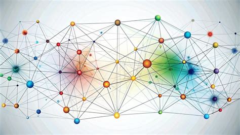 Interconnected Network Of Colorful Spheres With Lines Abstract Background Premium Ai Generated