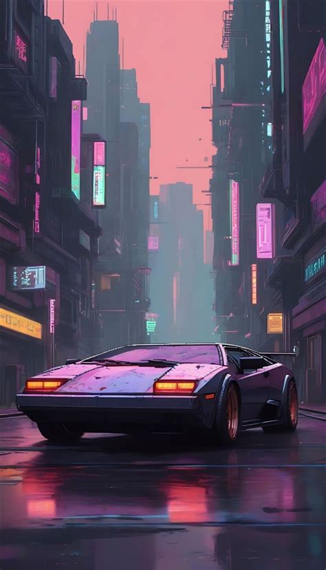 Cyberpunk Pixel Vintage Italian Supercar Delorean Cyberpunk Wallpaper