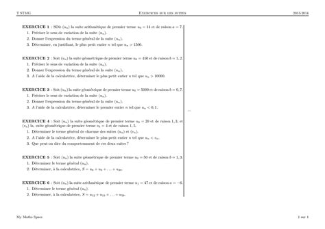 Exercices Sur Les Suites Docsity