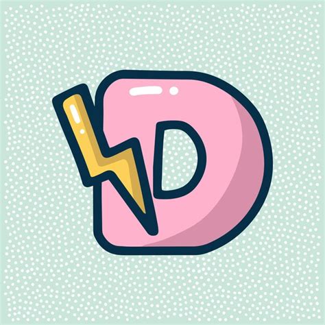 Premium Vector Unicorn Font Pink Letter D With Lightning