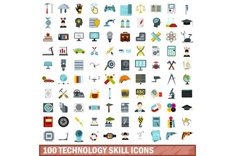 100 Technology Skill Icons Set Graphic By Ylivdesign Creative Fabrica