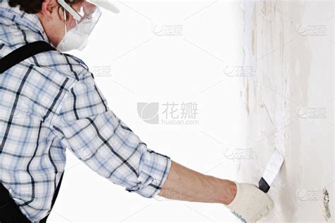 墙 抹灰工 油灰 工艺刀 白灰泥 水平画幅 白人 凌乱 复杂性 建筑业