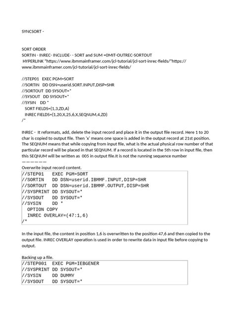 Mainframe Jcl Sort Pdf