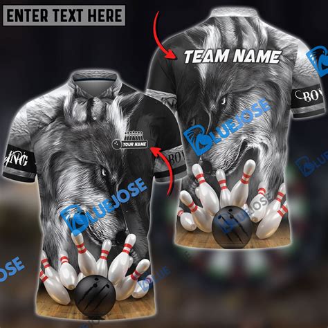 Bluejose Bowling And Pins Alpha Wolf Customized Name 3d Shirt 4 Color