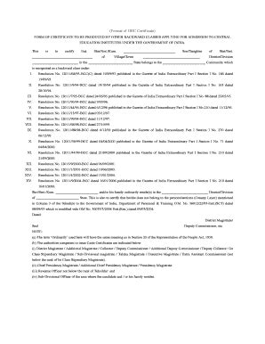 Fillable Online Nimhansonline Format Of OBC Certificate NIMHANS Notification Nimhansonline