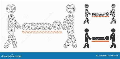 Patient Stretcher Vector Mesh Wire Frame Model And Triangle Mosaic Icon Stock Vector