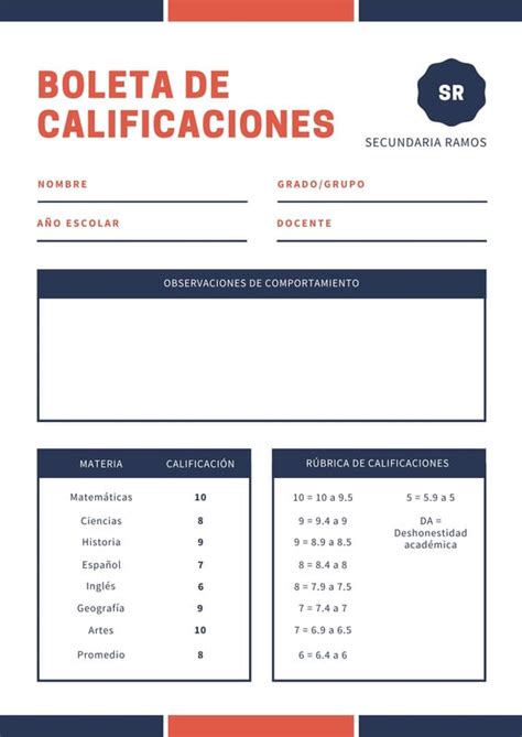 Plantillas Para Boletas De Calificaciones De Primaria Para Imprimir Canva