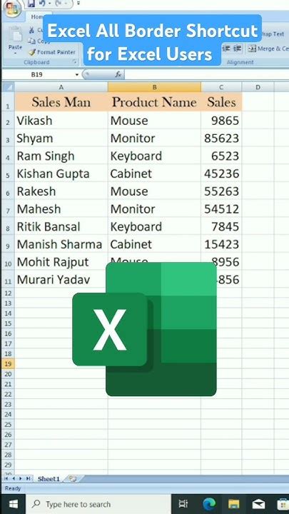 Excel All Border Shortcut Key😎advance Excel🔥shorts Excel