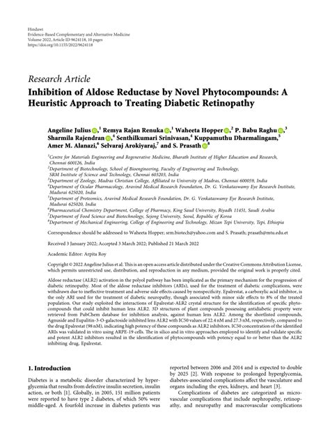 Pdf Inhibition Of Aldose Reductase By Novel Phytocompounds A