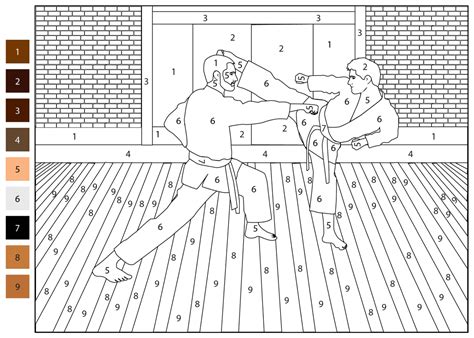 Karate Color By Number Coloring Page Free Printable