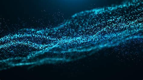 Premium Photo Wave Of Particles Futuristic Blue Dots Background With A Dynamic Wave Big Data
