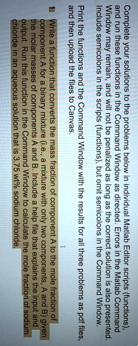 Solved Matlab Calculate The Mole Fraction Of Sodium Chloride In An