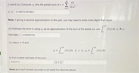 solved 1 point a compute 54 the 4th partial sum of s