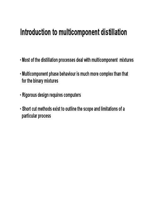 Multicomponent Distillation 1 Pdf Distillation Laboratories