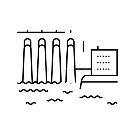 Hydro Station Hydroelectric Power Line Icon Vector Illustration Stock Illustration