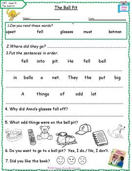 The Ball Pit Ort Worksheet Oxford Reading Tree Level 2 Gkb 4 By Joey