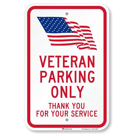 Smartsign Veteran Parking Only Thank You For Your Service” Sign By