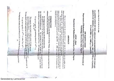 Pdf Classification Of Non Abelian Isomorphism Types Of Certain Groups Of Order N 35q