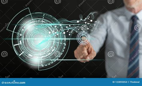 Man Touching A Technology Concept Stock Photo Image Of Future Network 122893054