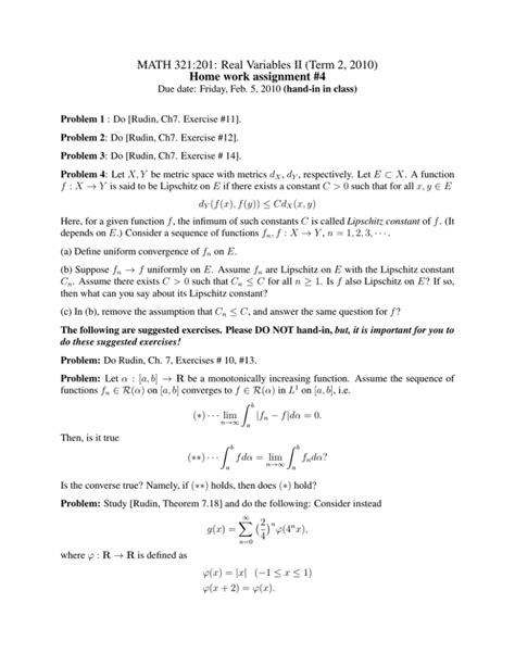 Math 321201 Real Variables Ii Term 2 2010
