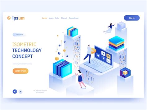 Premium Vector Vector Landing Page Of Isometric Technology Concept Programmer Team Works In