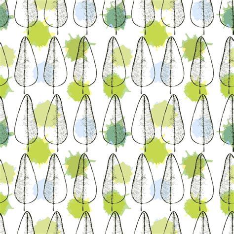 Premium Vector Vector Sketch Leaf Seamless Pattern Abstract Print With Leaves Watercolor Blob