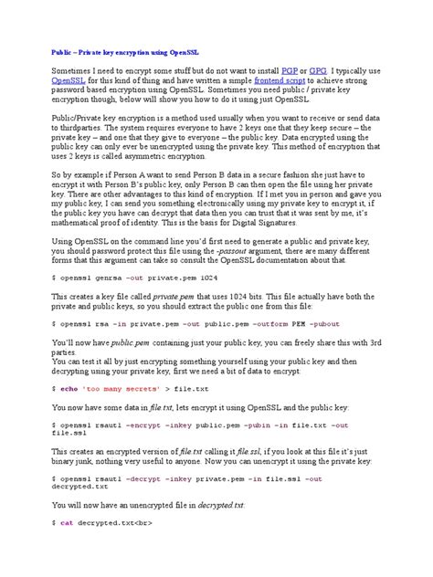 Public Private Key Encryption Using Openssl Pdf Public Key Cryptography Key Cryptography