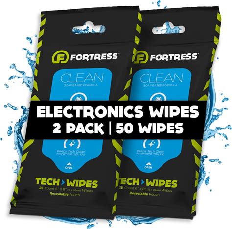 Fortress Electronic Wipes 25 Ct Pack Of 2 To Go Tech