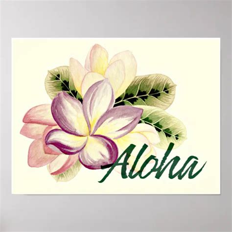 Vintage Plumeria Aloha Poster Zazzle
