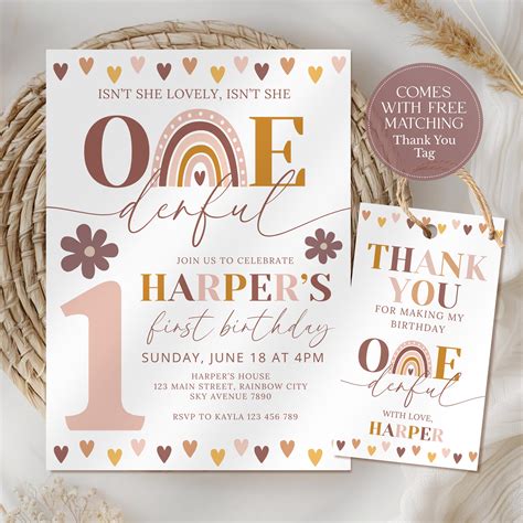 Boho Rainbow First Birthday Invitation Isnt She Lovely Isnt She