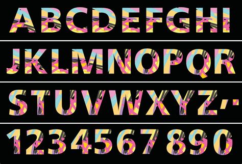 Vector Illustration Set Off Decorative Font Futuristic Full Color