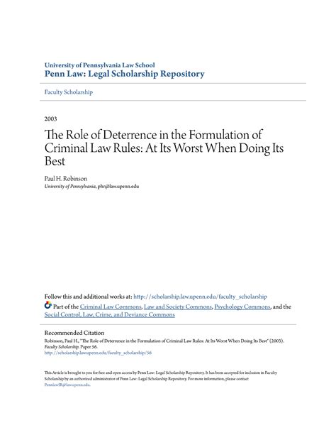 The Role Of Deterrence In The Formulation Of Criminal Law Rules 1