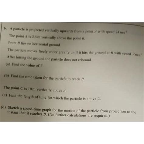Solved A Particle Is Projected Vertically Upwards From A Chegg