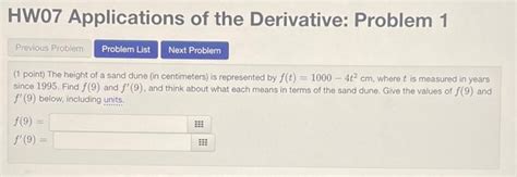Solved Hw07 Applications Of The Derivative Problem 1 1