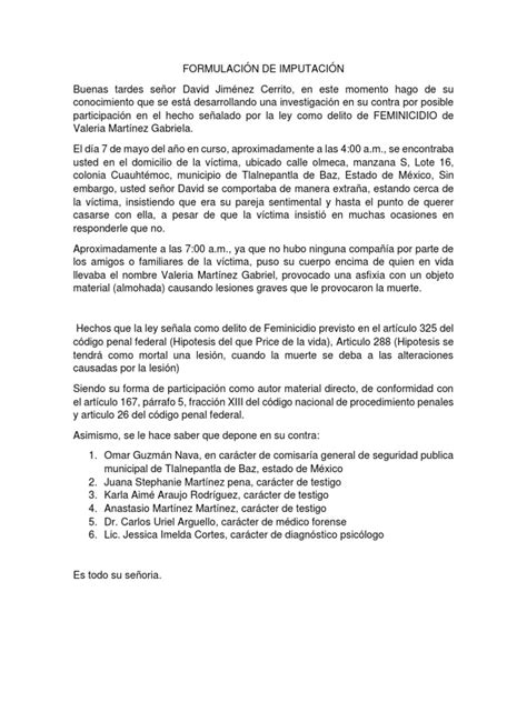 Formulación De Imputación Pdf