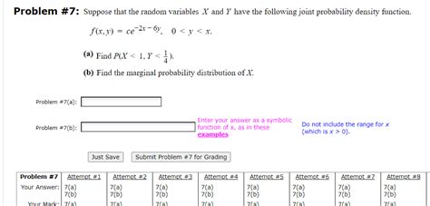 Solved Problem 7 Suppose That The Random Variables X And Chegg Com