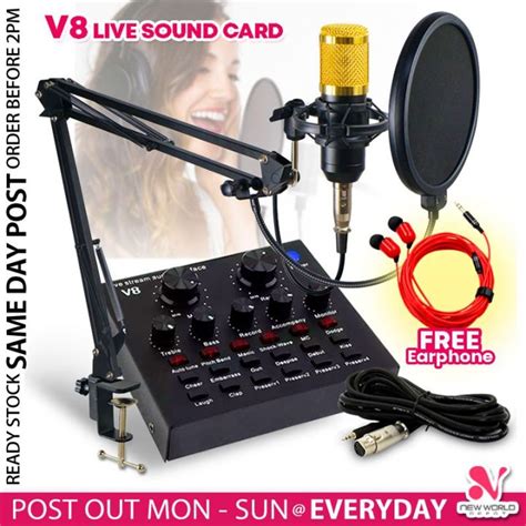 𝗦𝗨𝗣𝗣𝗢𝗥𝗧 𝗗𝗨𝗔𝗟 𝗠𝗢𝗕𝗜𝗟𝗘 BM800 Studio V8 Live Sound Card Diaphragm Audio Recording Mic Karaoke
