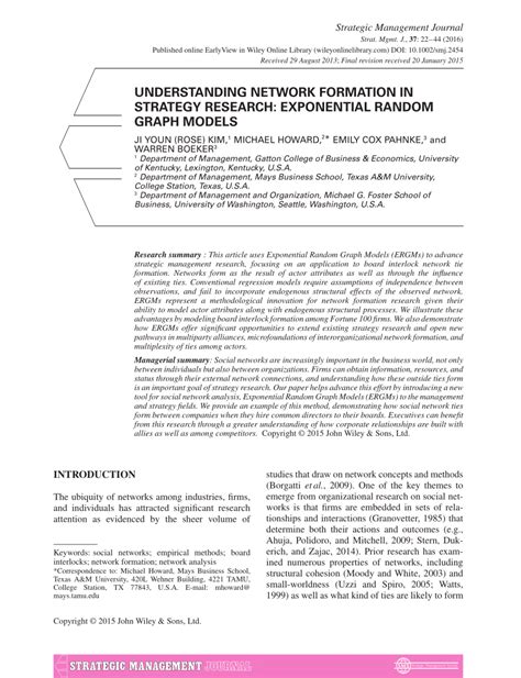 Pdf Understanding Network Formation In Strategy Research Exponential