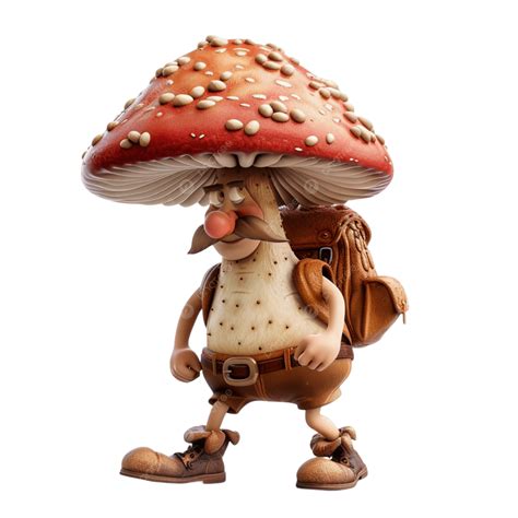 High Of A Funny Mushroom Character Cute Funny Mushroom Png