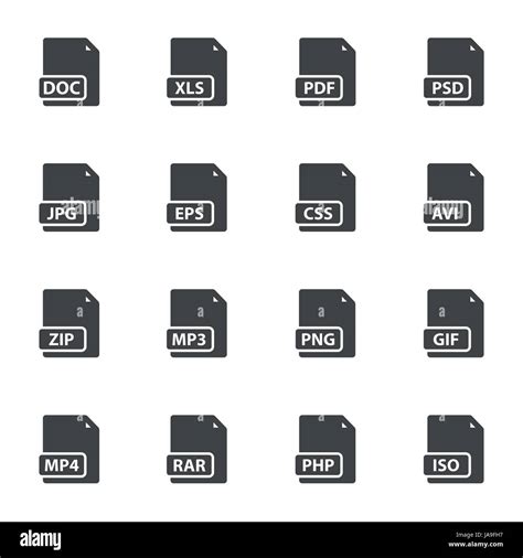Vector Black File Type Icons Set Stock Vector Image And Art Alamy