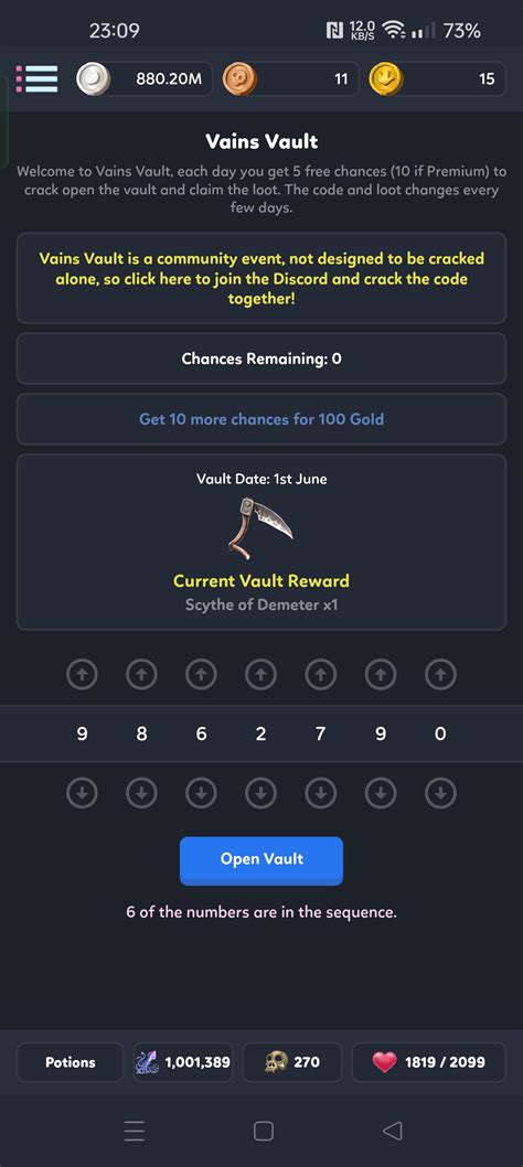 Vault Code 1st June R Cherrytreerpg