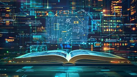 Open Books With Computer Code And Character Illustrations Premium Ai