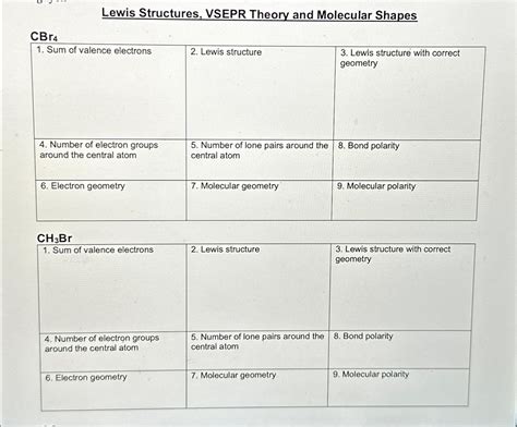 Solved Lewis Structures Vsepr Theory And Molecular
