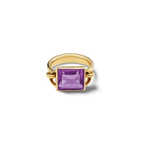 Baguette Ring Yellow Gold Amethyst Cassandra Goad