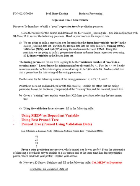 Regression Tree Exercise Pdf