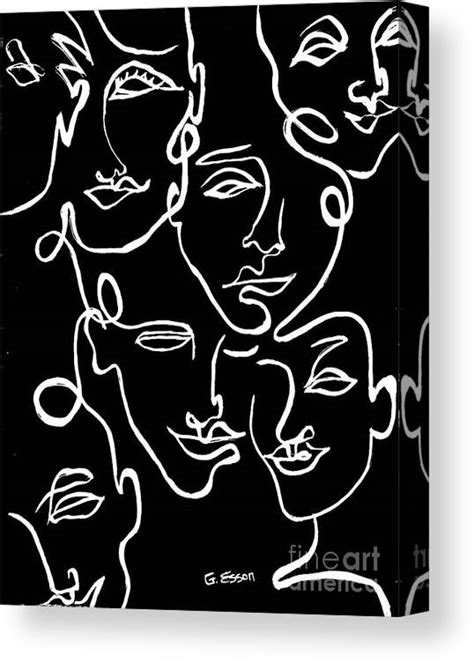 Black And White Abstract Art Faces